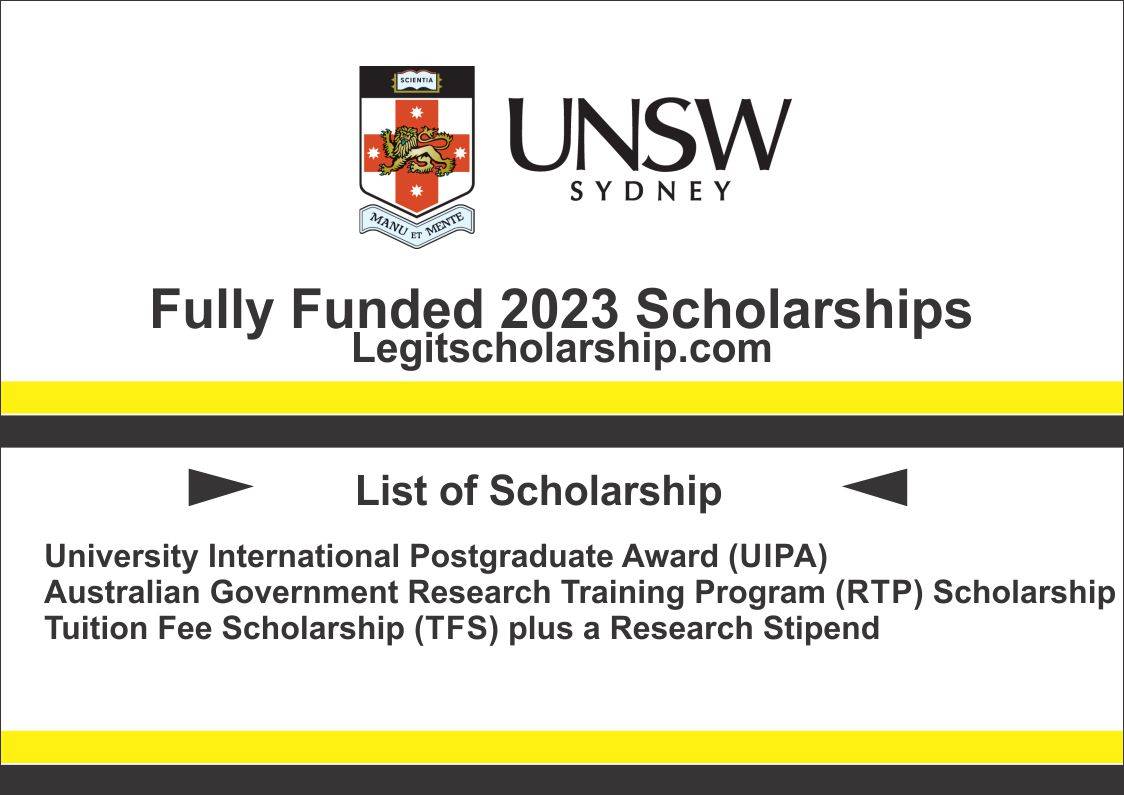 UNSW Graduate International Research Scholarships Australia 2024 ...